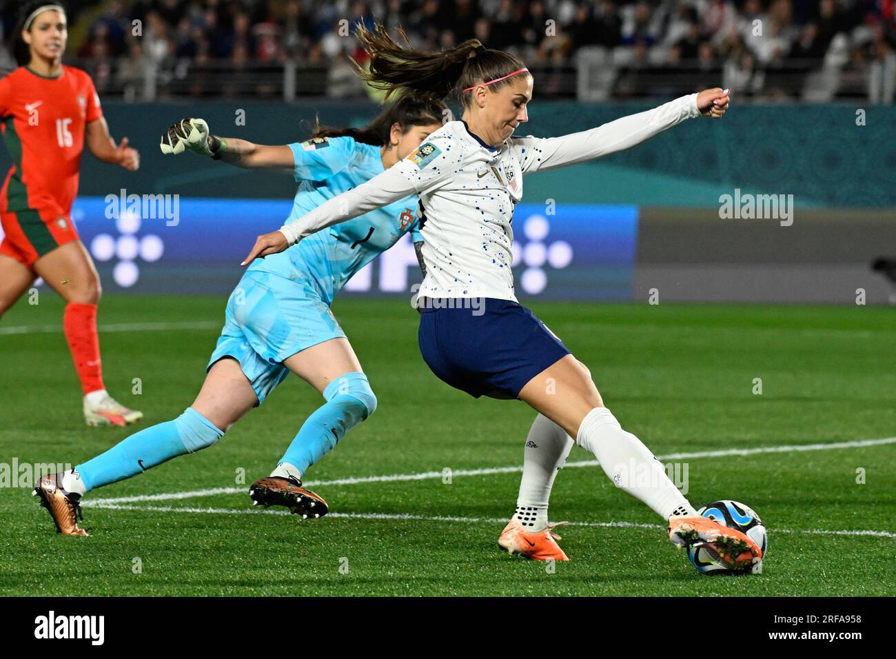 United States' Alex Morgan takes a shot on goal during the Women's ...