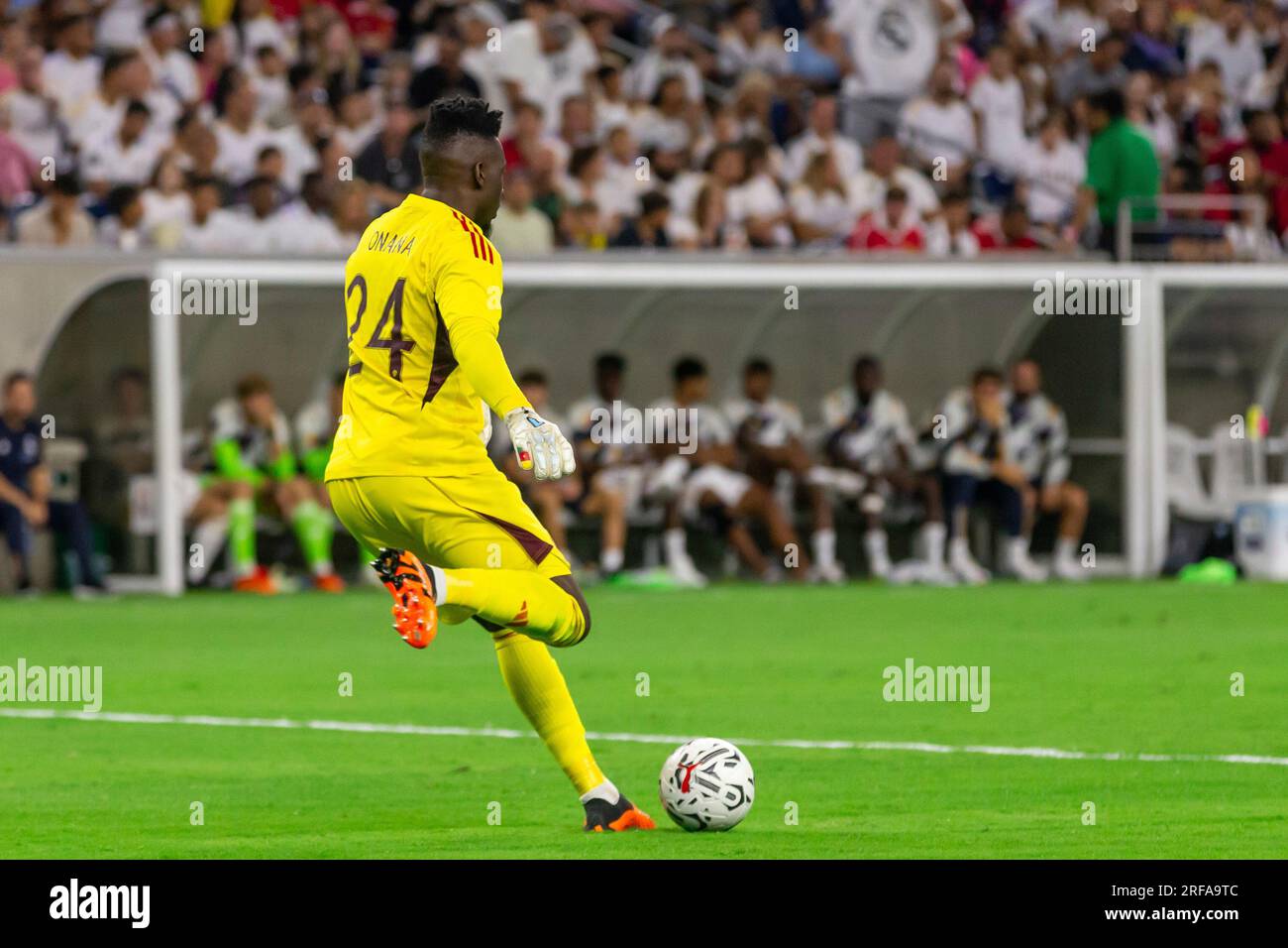 HOUSTON, TX - JULY 26: Manchester United goalkeeper Andre Onana (24 ...