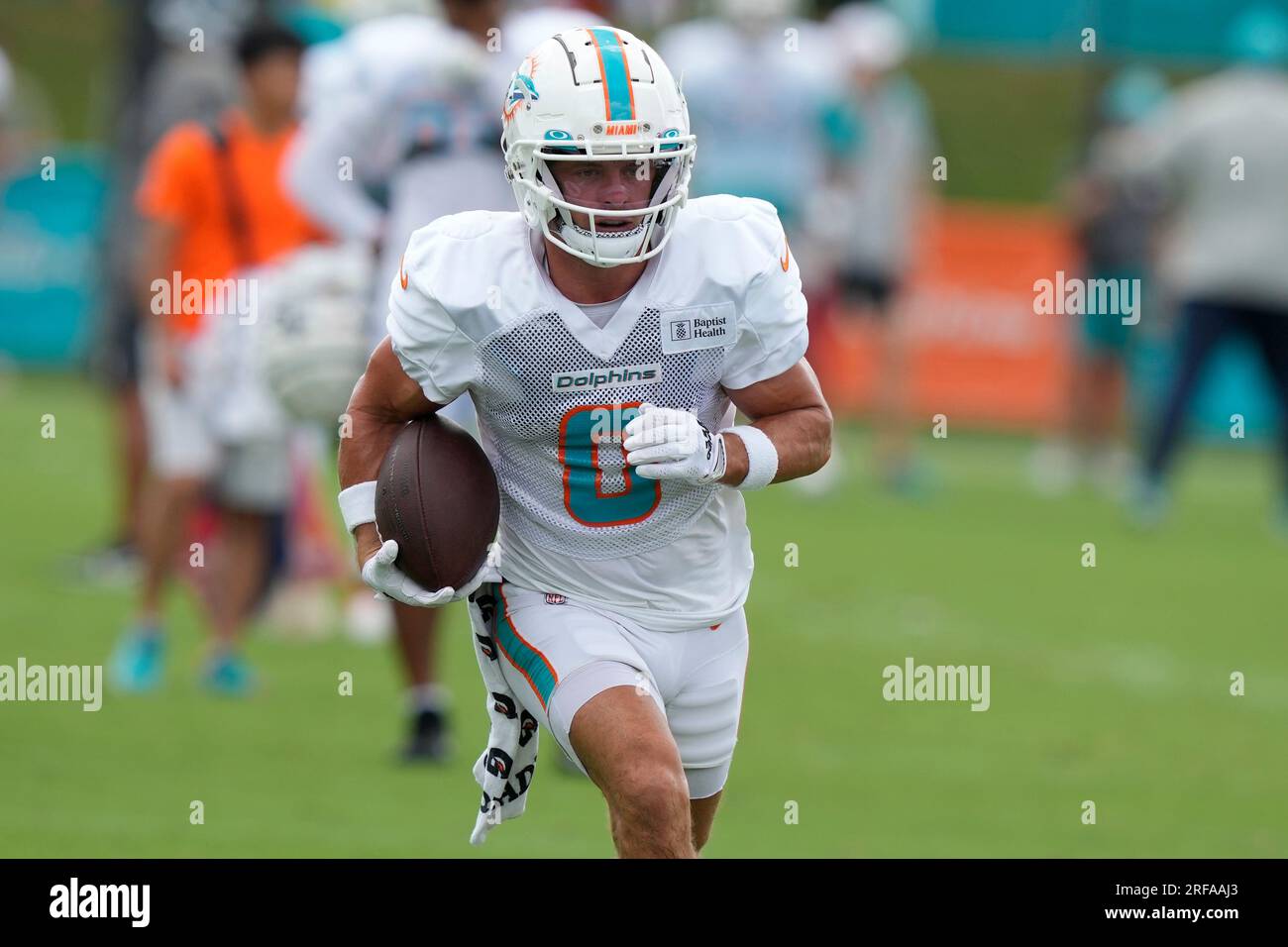Miami Dolphins wide receiver Braxton Berrios (0) runs drills during ...