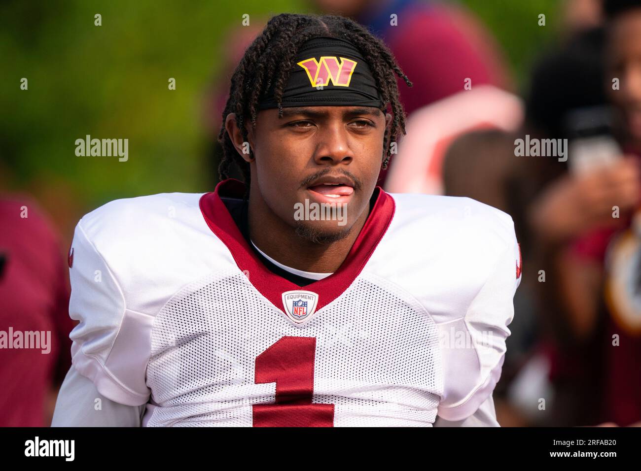 Washington Commanders wide receiver Jahan Dotson arrivers for an NFL ...