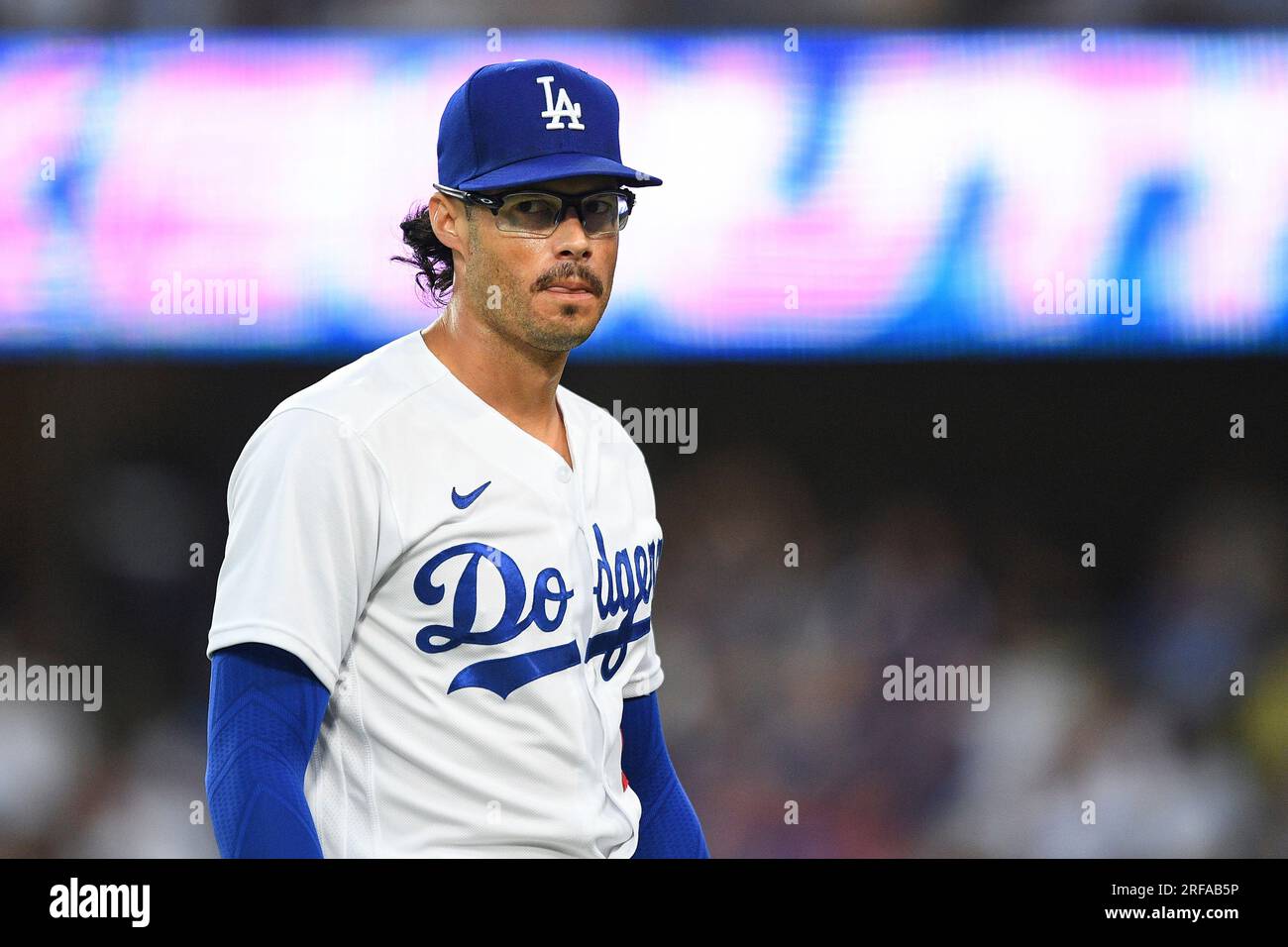 LOS ANGELES, CA - JULY 29: Los Angeles Dodgers Pitcher Joe Kelly looks ...