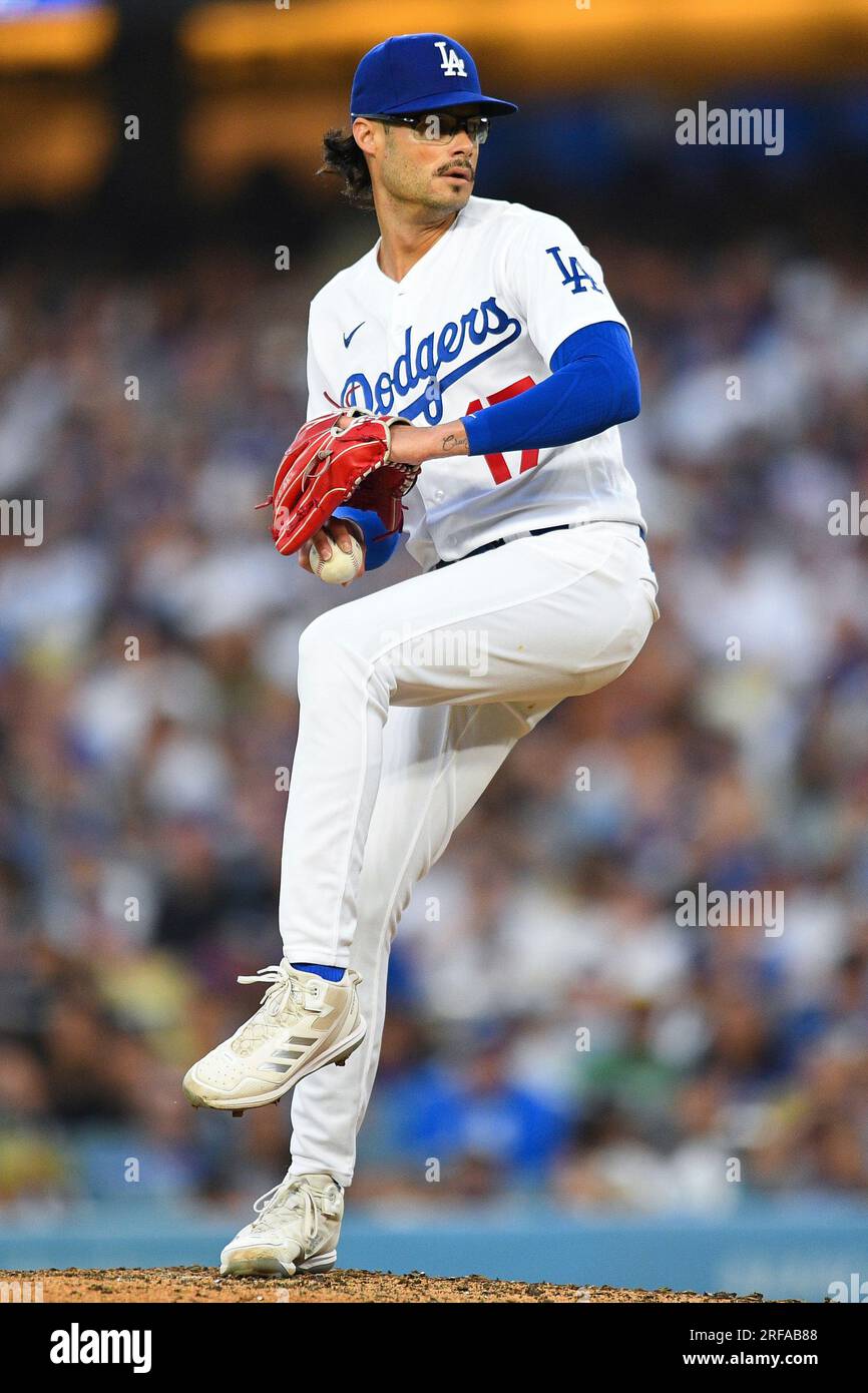 LOS ANGELES, CA - JULY 29: Los Angeles Dodgers Pitcher Joe Kelly throws ...