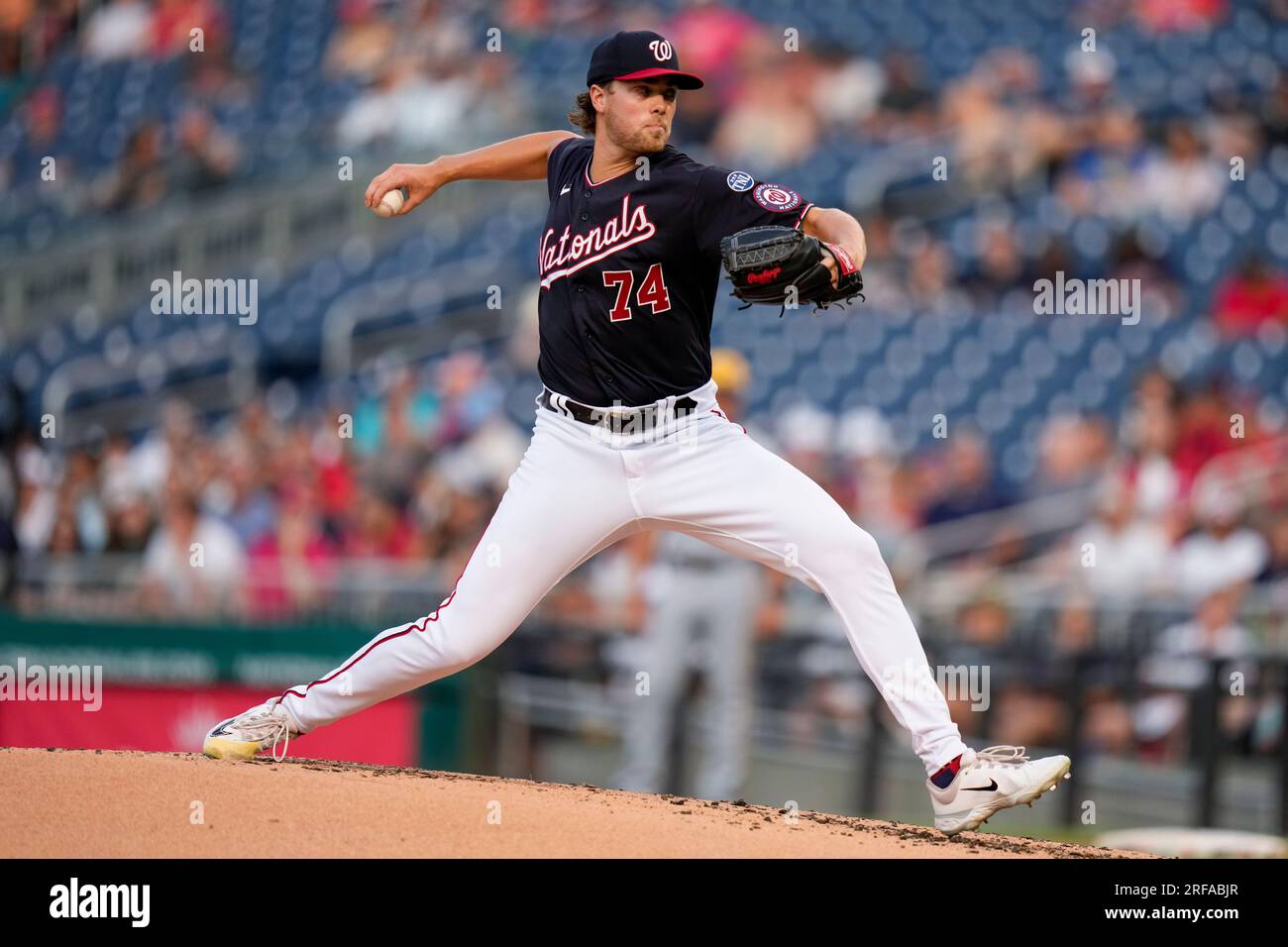 Washington Nationals starting pitcher Jake Irvin throws during a ...