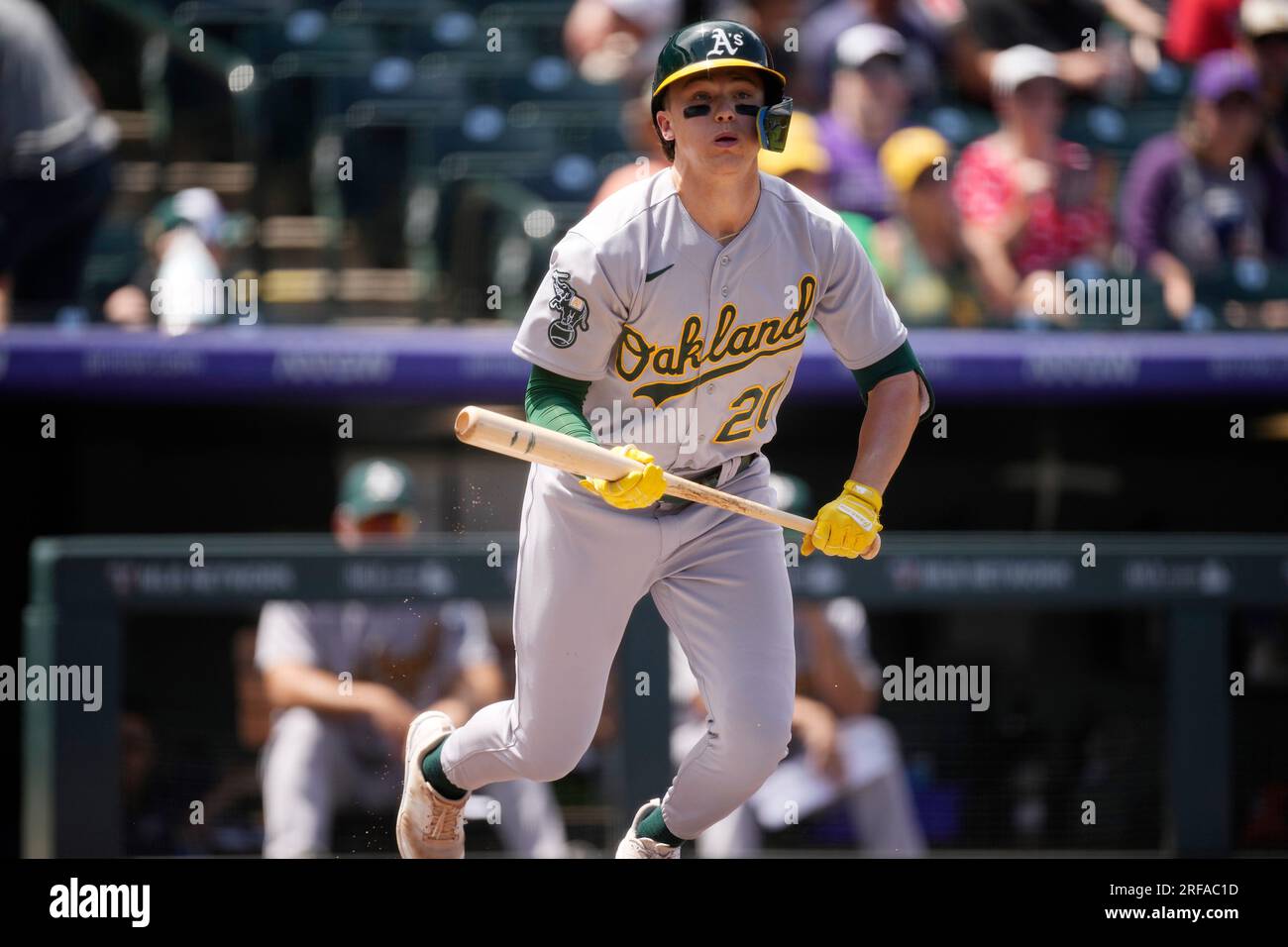 Oakland Athletics second baseman Zack Gelof (20) in the first inning of ...
