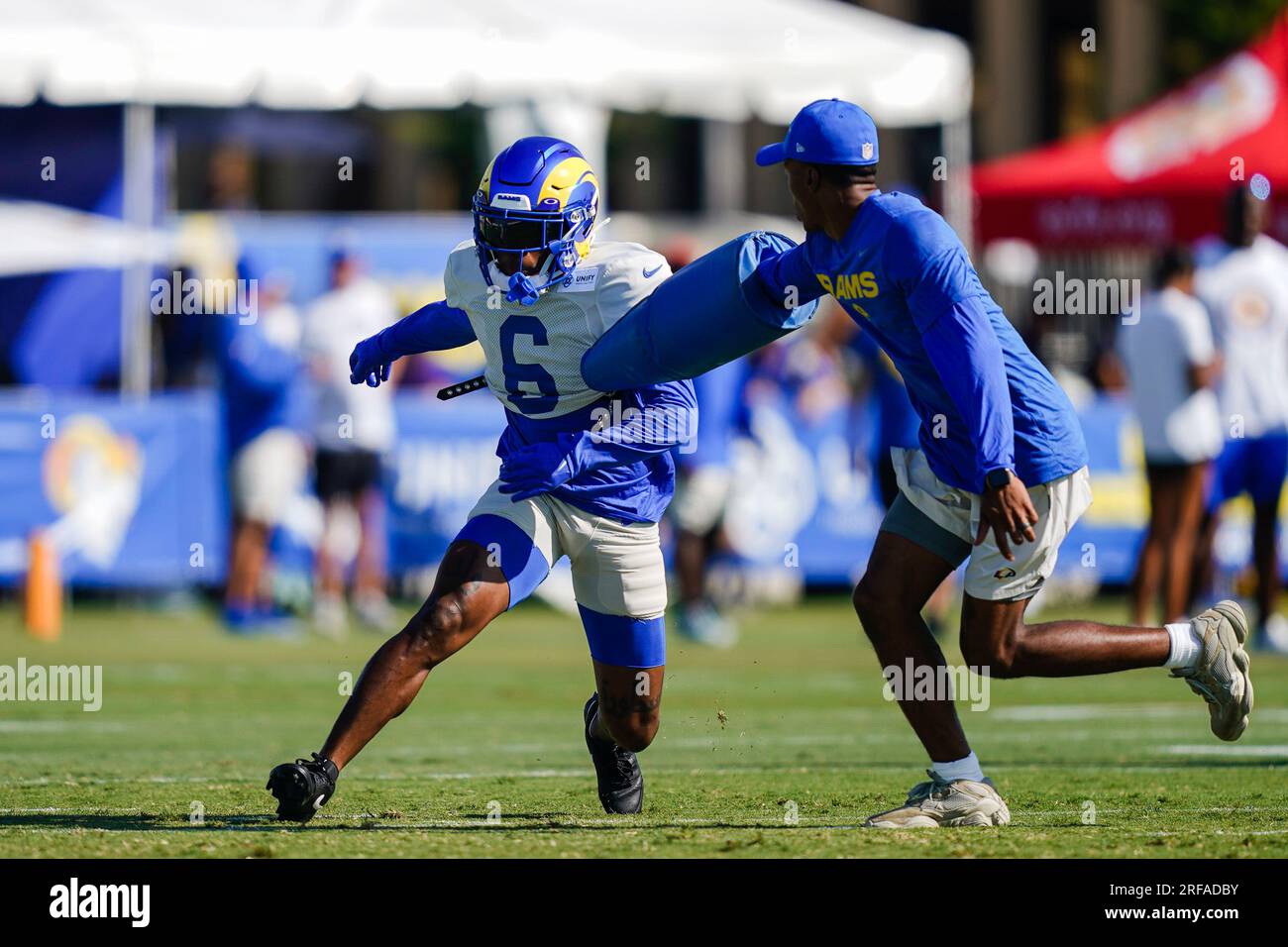 Los Angeles Rams cornerback Tre Tomlinson (6) participates in drills ...