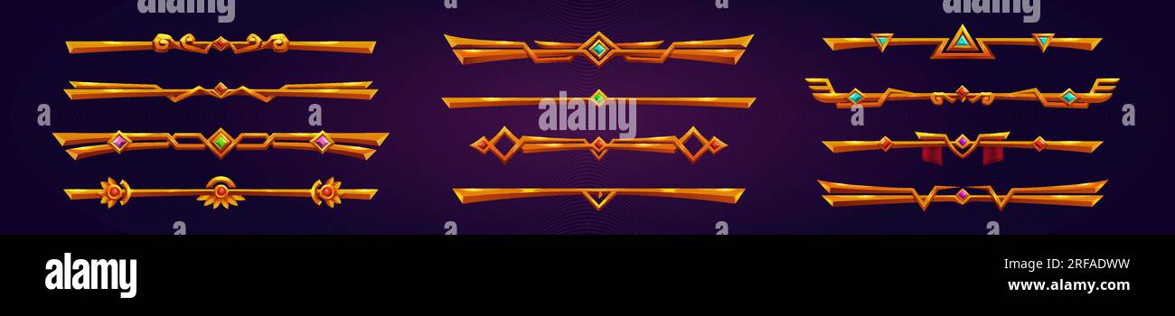 Golden fantasy game border ui button frame design. Medieval gold metal interface element icon ...