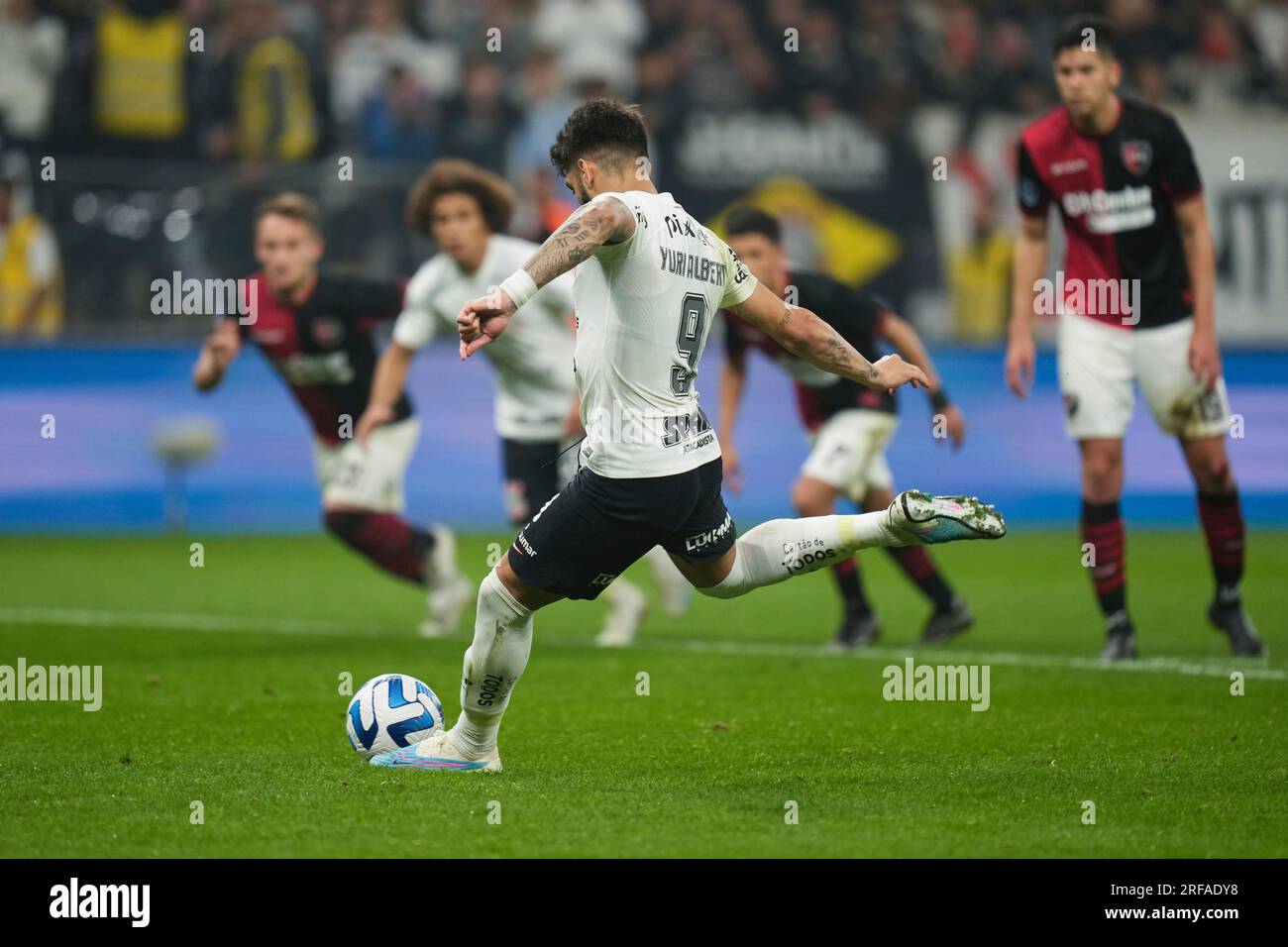 Yuri Alberto of Brazil's Corinthians scores from the penalty spot his ...
