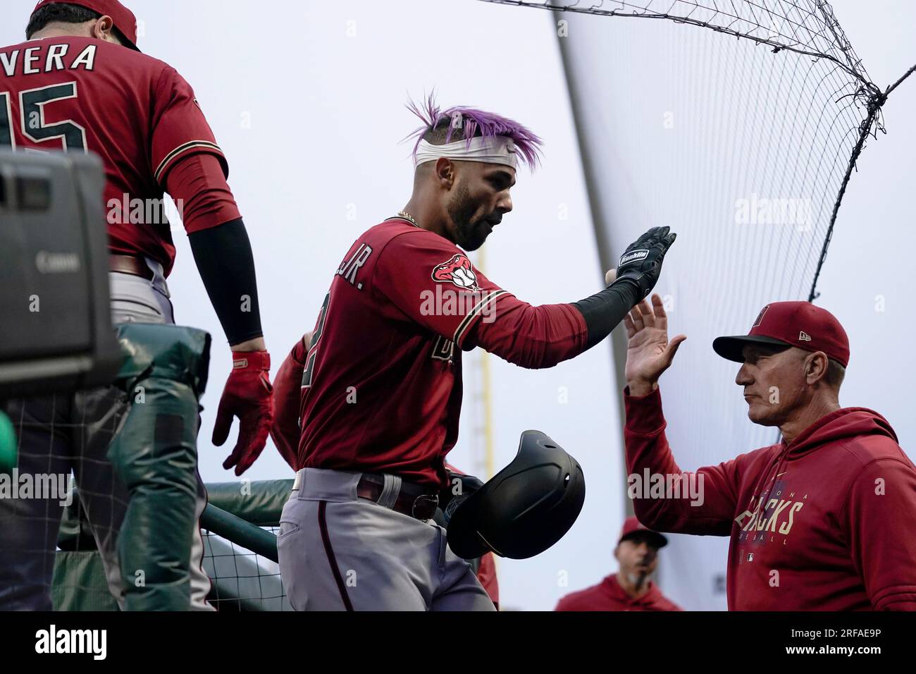 Arizona Diamondbacks' Lourdes Gurriel Jr., center, celebrates in the ...