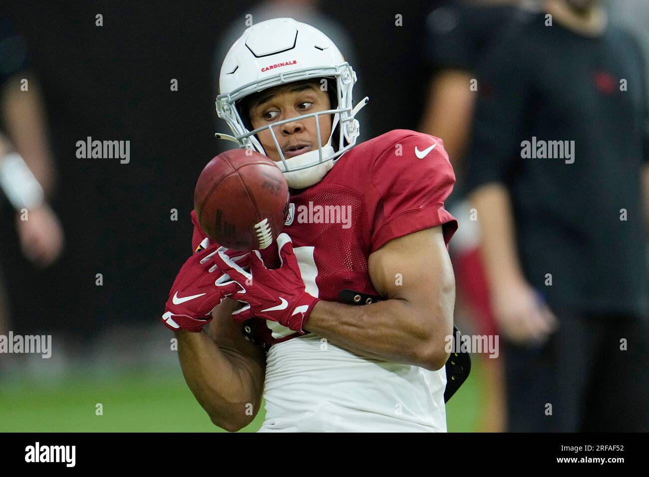 Arizona Cardinals wide receiver Rondale Moore tries to control a punt ...