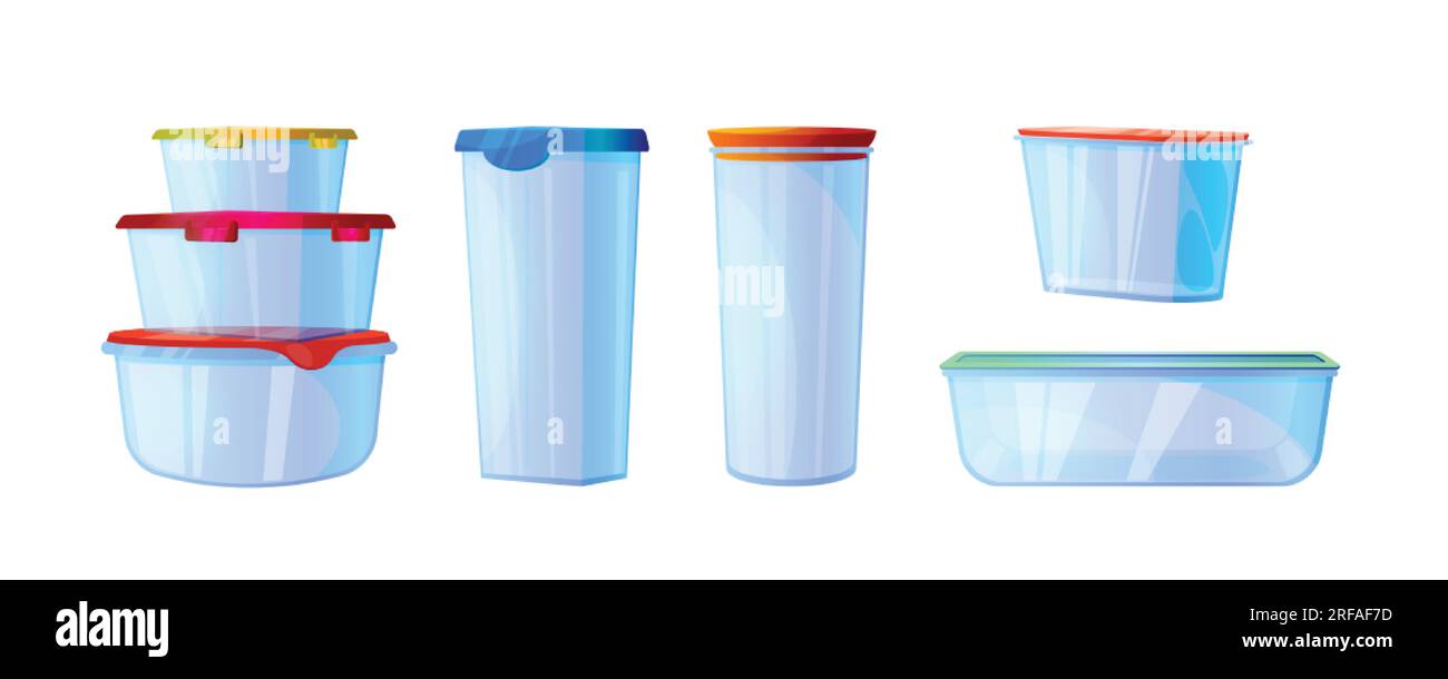 Cartoon set of empty food containers isolated on white background ...
