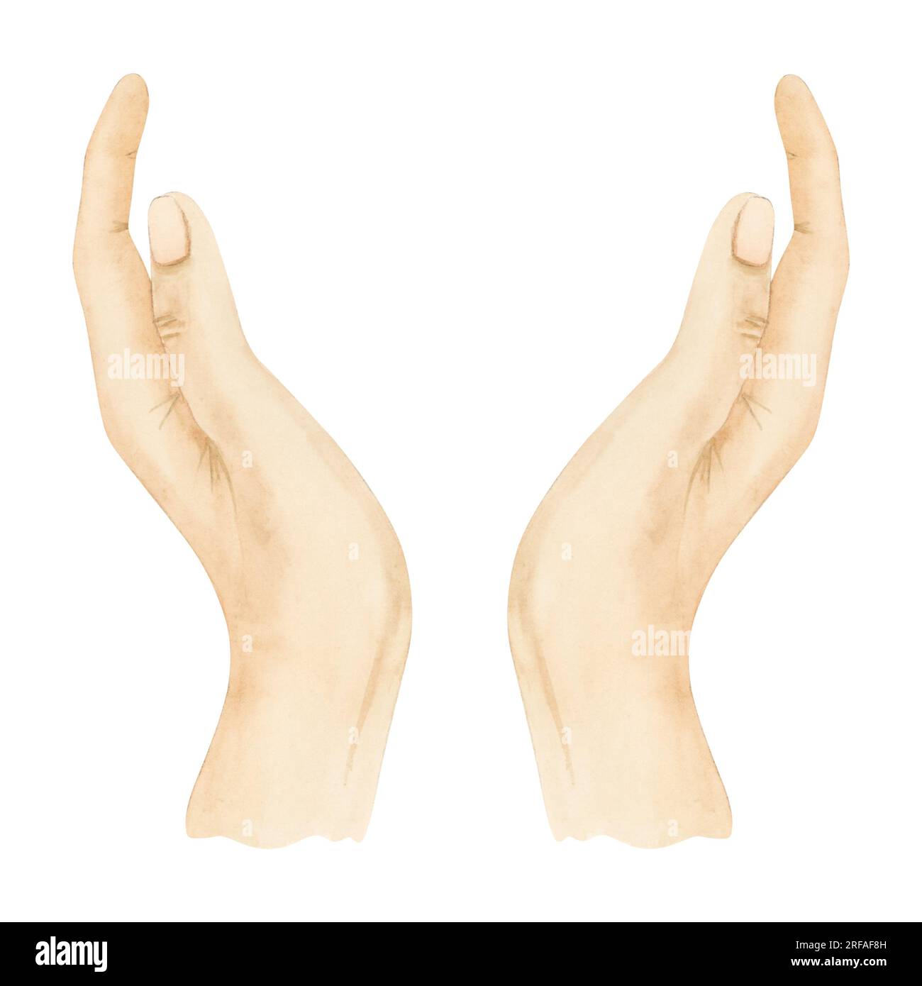 Two hands holding gesture template watercolor illustration for hope ...