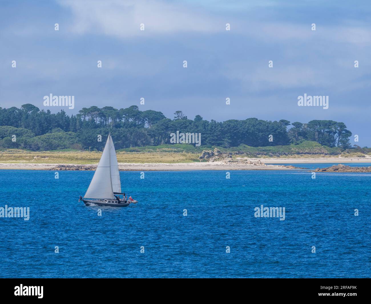 Yacht Sailing off the Coast of Tresco, Isles of Scilly, Cornwall ...