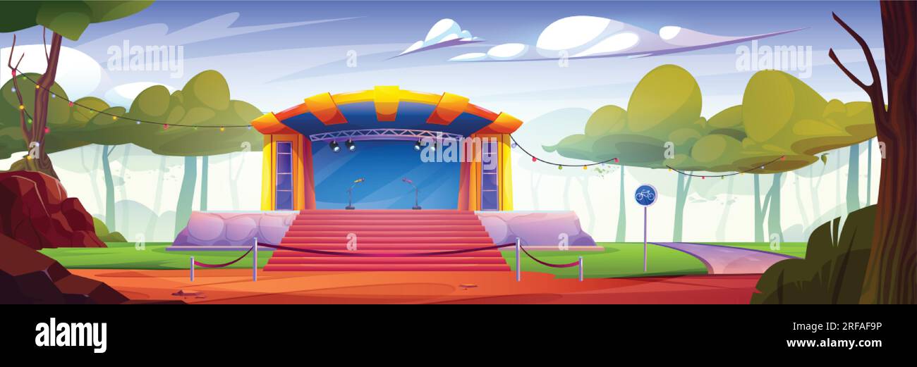Concert stage for music festival outdoor in public park. Summer ...