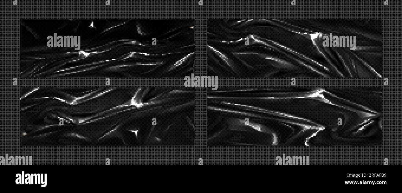 Black plastic wrap overlay set. Vector realistic illustration of ...