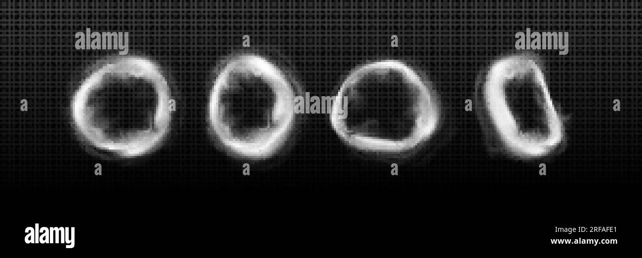 Circle clouds of smoke, round steam rings isolated on transparent ...