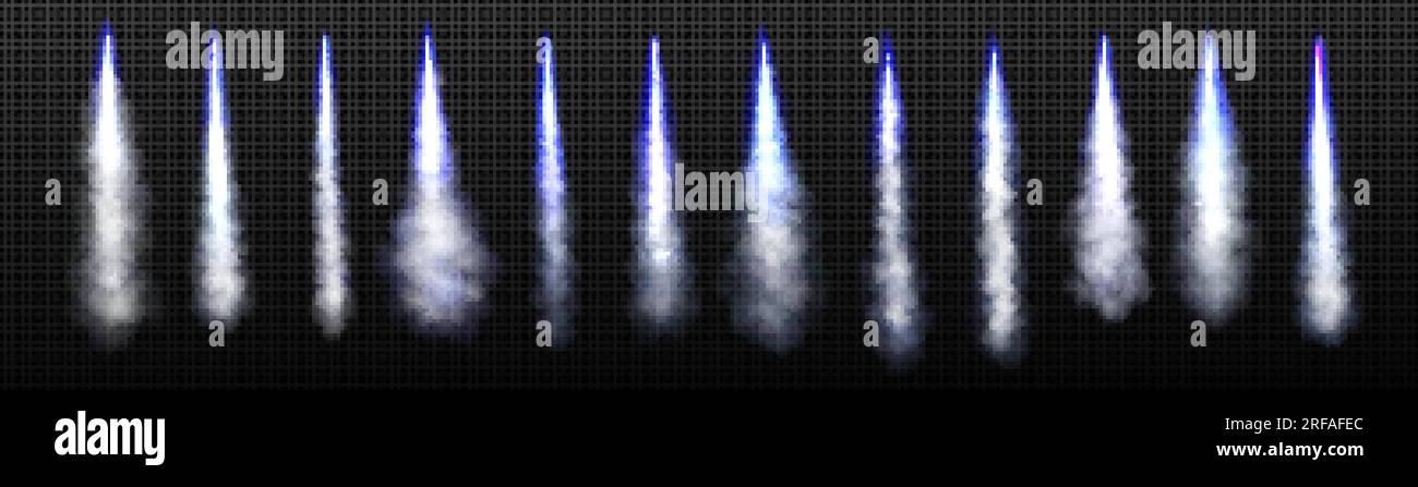 Fire trail with smoke of rocket, space ship or jet launch. Blast effect ...