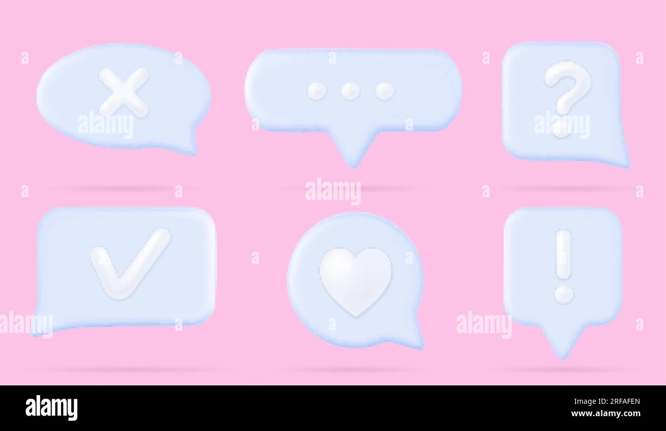 3d chat speech bubbles, text boxes for dialog messages or comments in social media app. Talk ...