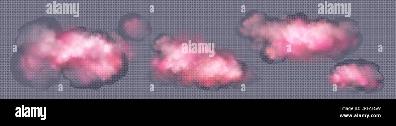 Pink candy cotton cloud isolated fantasy vector. Fluffy sunset ...