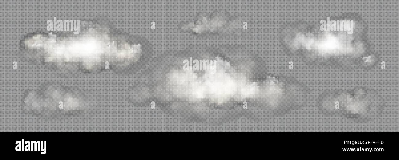 Transparent vector white cloud sky realistic set. Fog smoke png texture ...