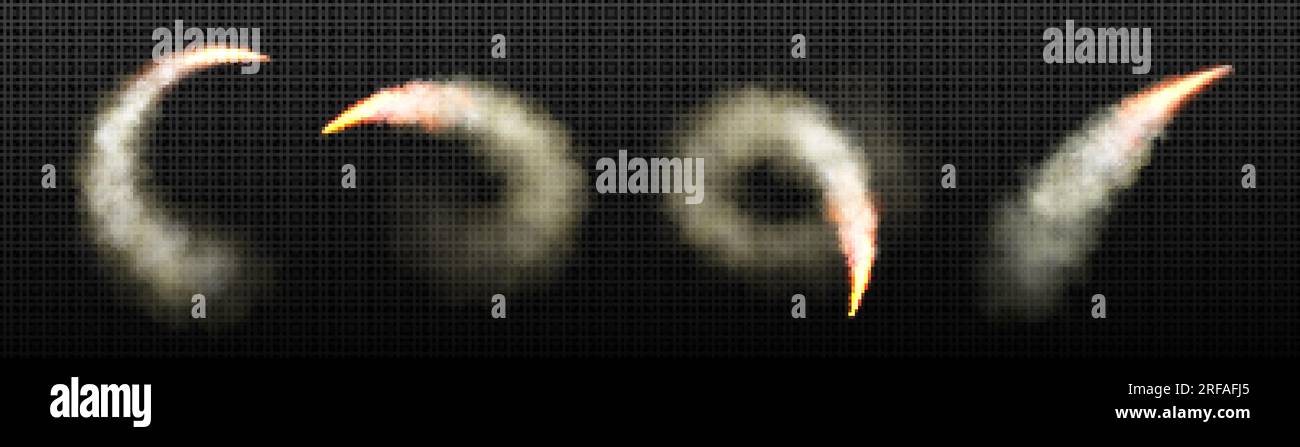 Space rocket launch smoke trail with fire vector. Isolated plane or jet ...