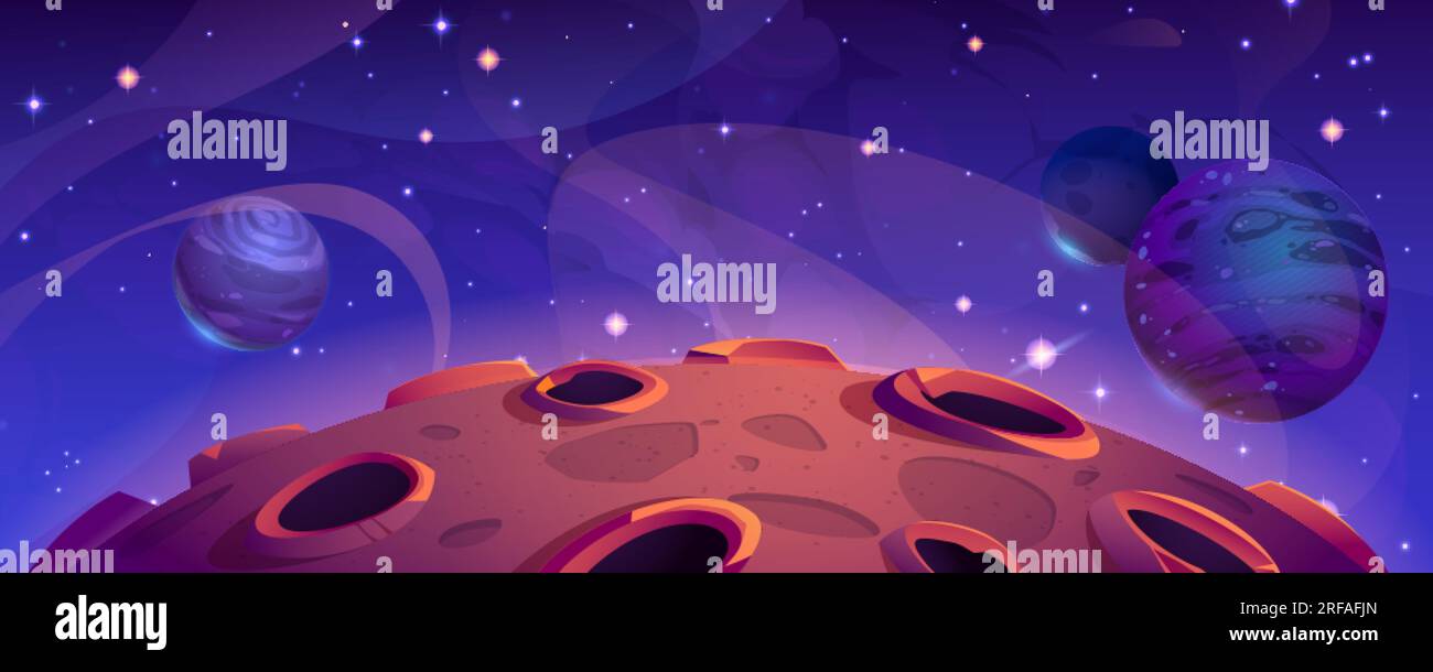 Space galaxy vector planet cartoon background. Fantasy cosmos universe ...