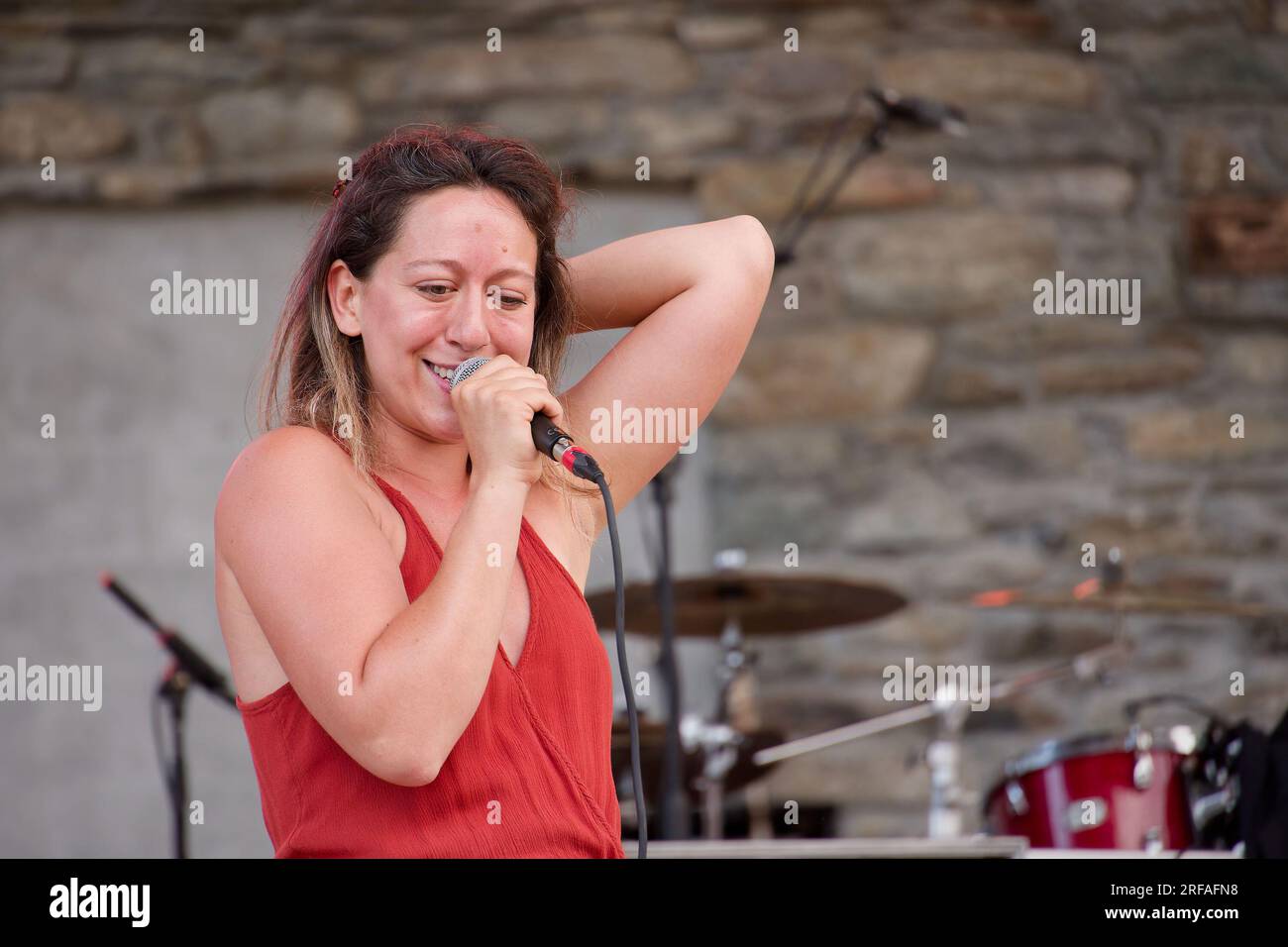 Italian singer Arianna Luz plays at the Festival Alta Felicità of ...