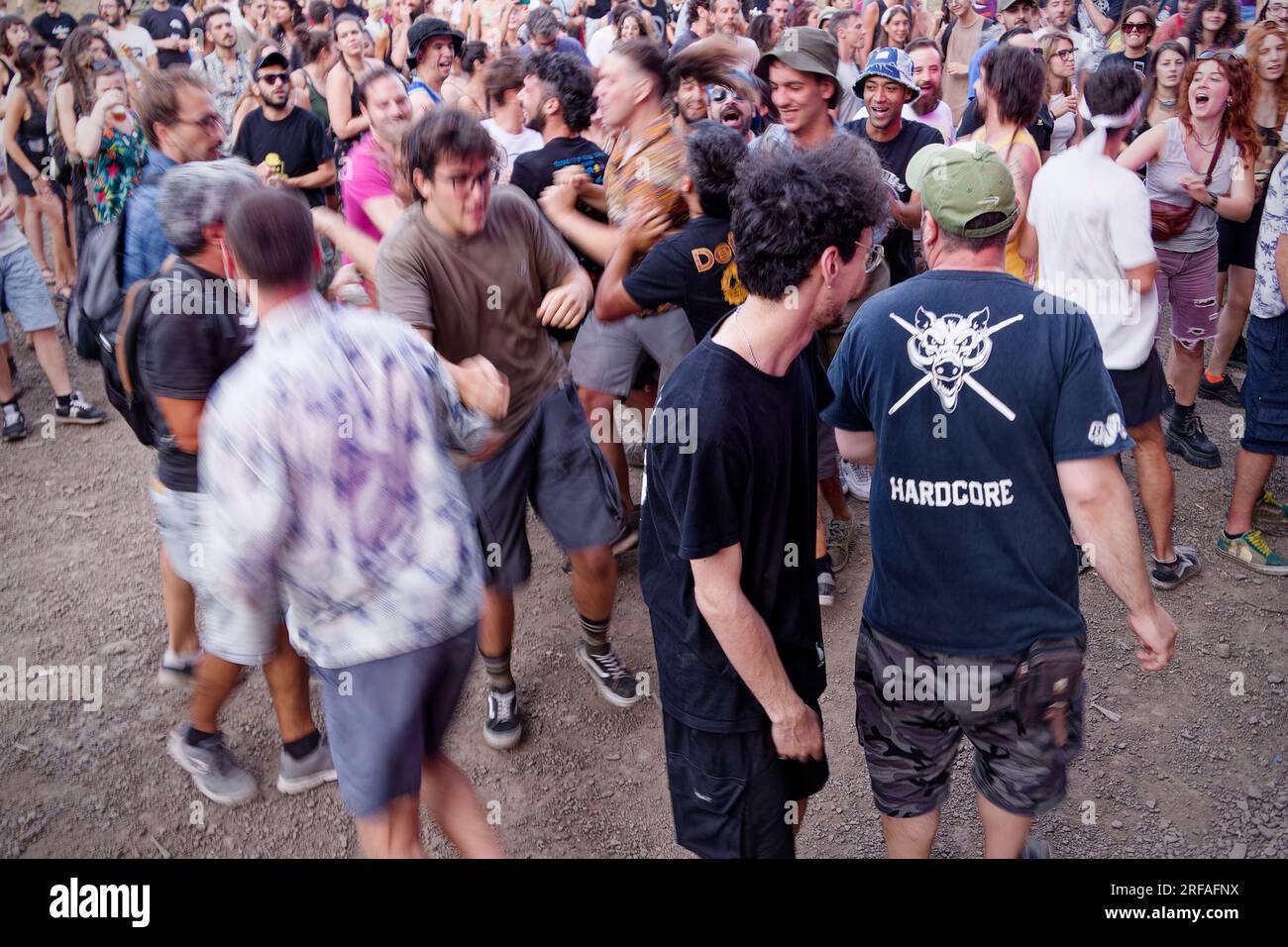 People mosh at the concert of Persiana Jones ska band during the ...