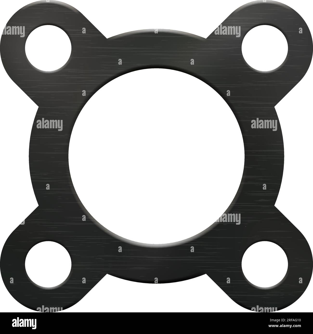 Realistic vector illustration of a round black rubber gasket with four ...