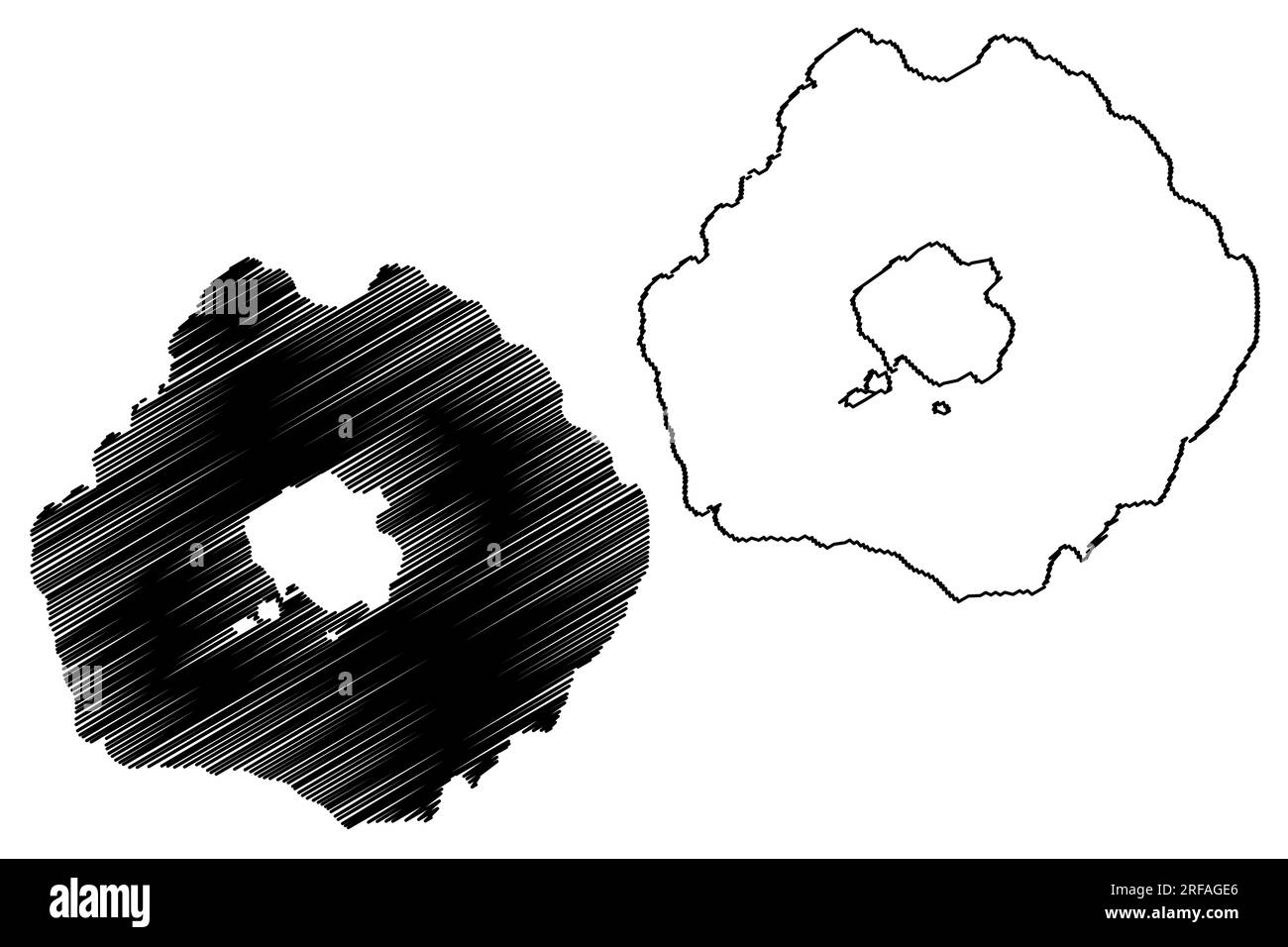 Lake Toya (Japan, Hokkaido) map vector illustration, scribble sketch ...