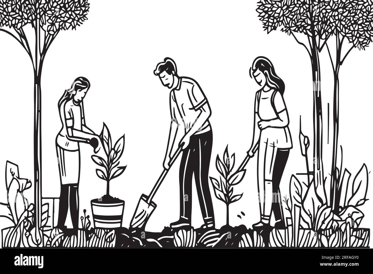People Planting Trees Clip Art