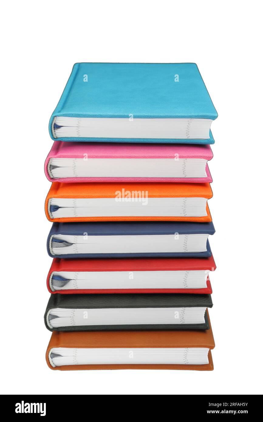 stack of books isolated on white background Stock Photo - Alamy