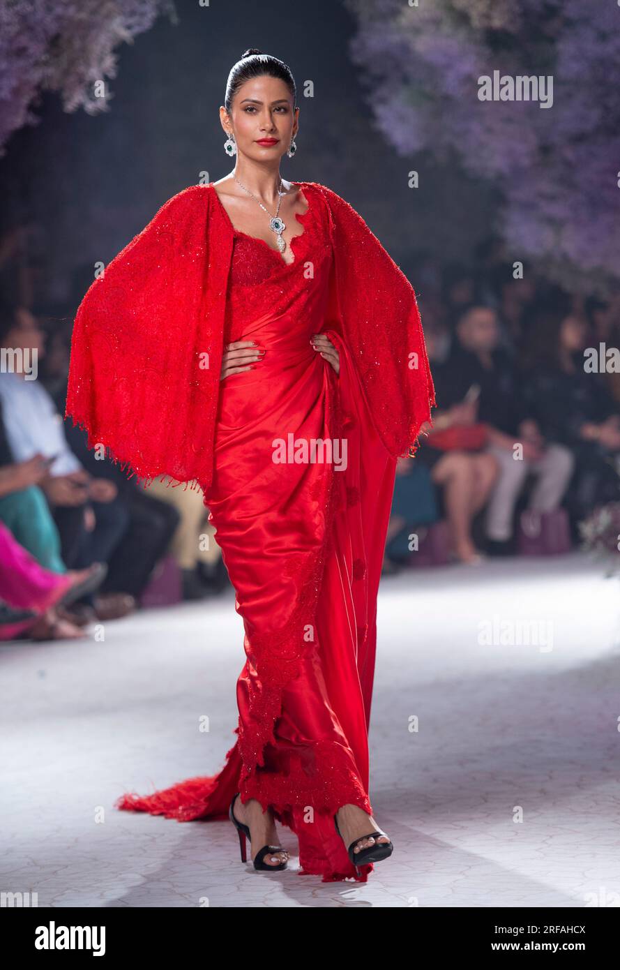 New Delhi, India. 1st Aug, 2023. A model displays a creation by Indian ...