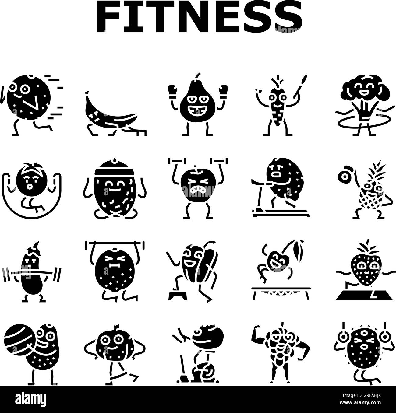 fitness character sport workout icons set vector Stock Vector Image ...