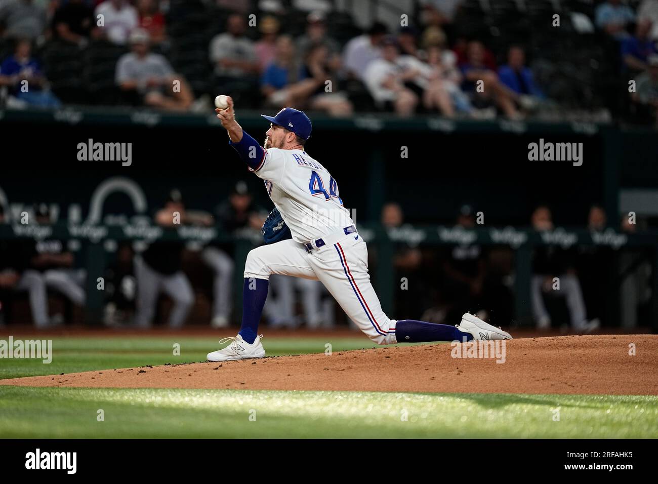 Texas Rangers starting pitcher Andrew Heaney throws to the Chicago ...