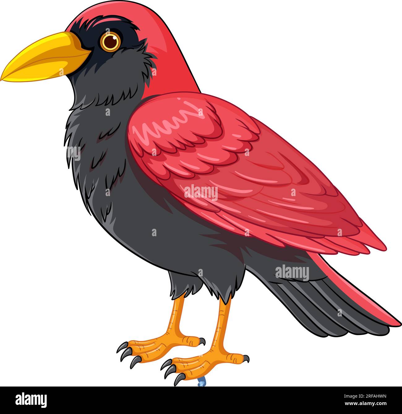 A vector cartoon illustration of a bird standing alone on a white ...