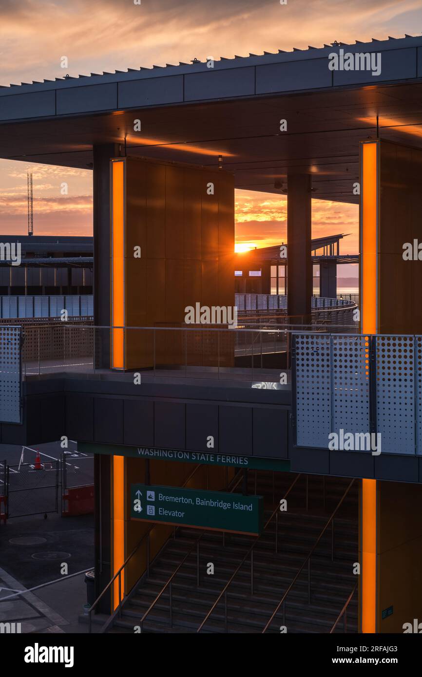 Seattle, USA. 28 Jul, 2023. The new Pier 52 Colman Dock in Seattle ...