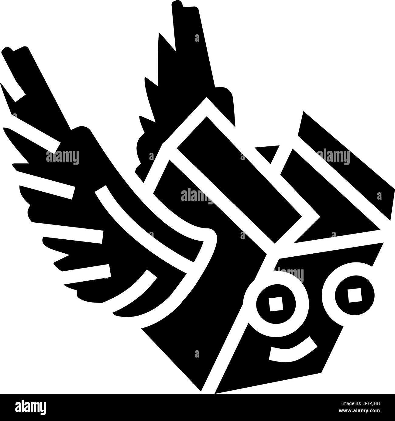 fly wings cardboard box character glyph icon vector illustration Stock ...