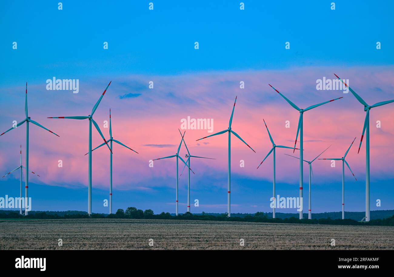 Jacobsdorf, Germany. 01st Aug, 2023. The wind energy park "Odervorland ...