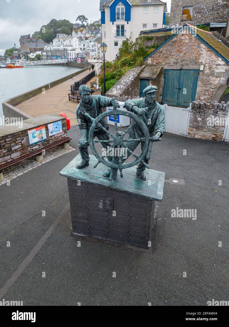 Man and Boy Statue in Brixham, Devon Stock Photo - Alamy