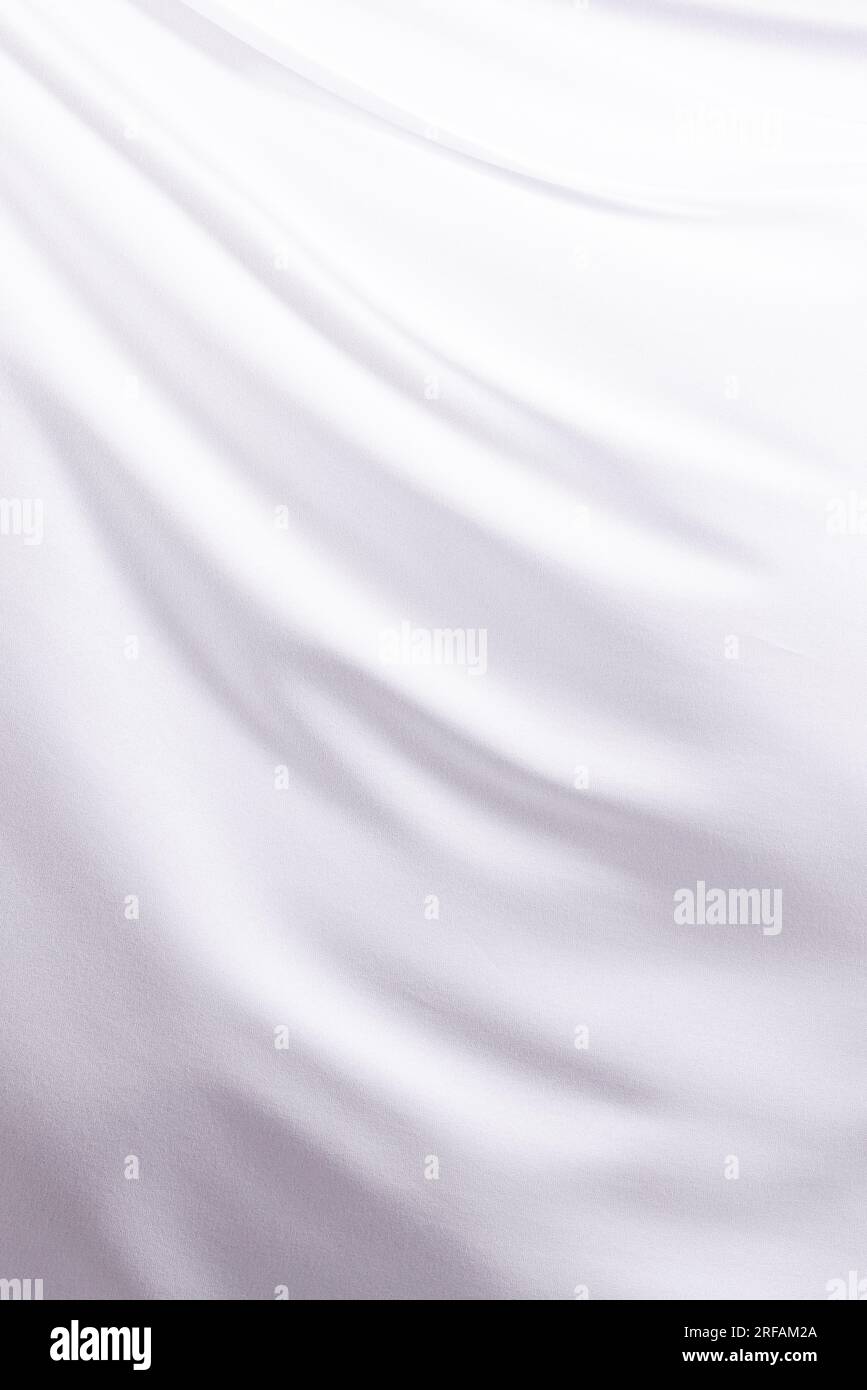 Close up of white shiny silk fabric with copy space background Stock ...