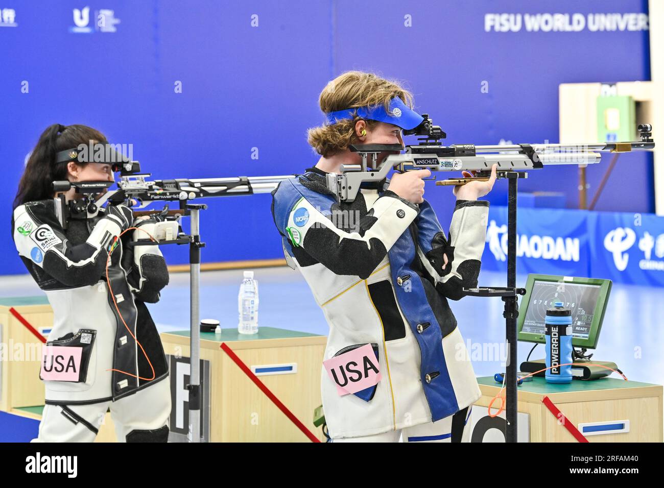 Chengdu, China's Sichuan Province. 2nd Aug, 2023. Gavin Barnick (R) and ...