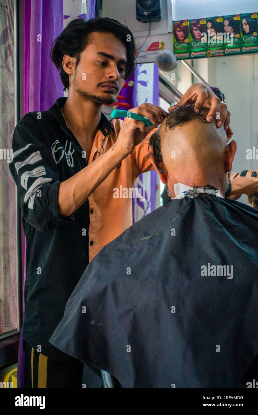 Oct.14th 2022 Uttarakhand, India. Indian man undergoing a traditional ...