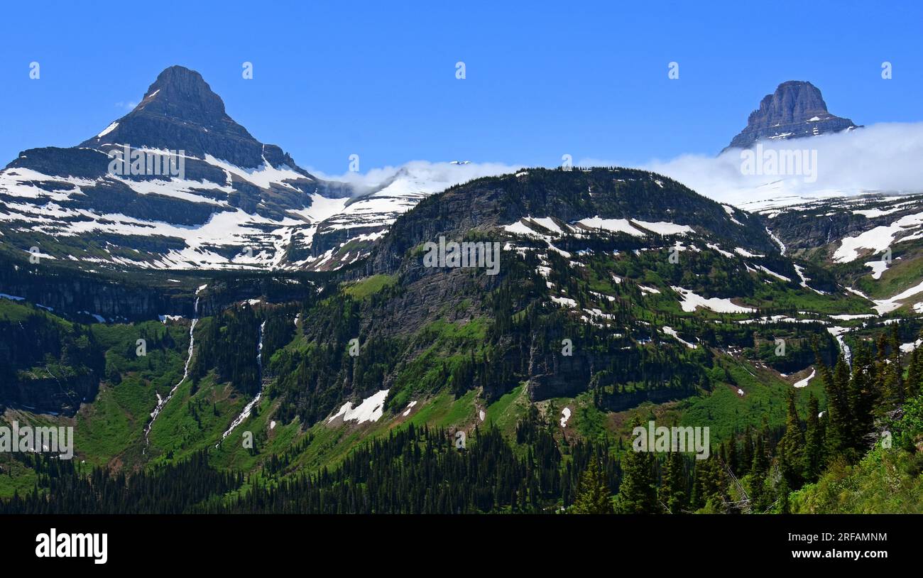reynolds mountain and clements mountain, waterfalls, and glacial valley ...
