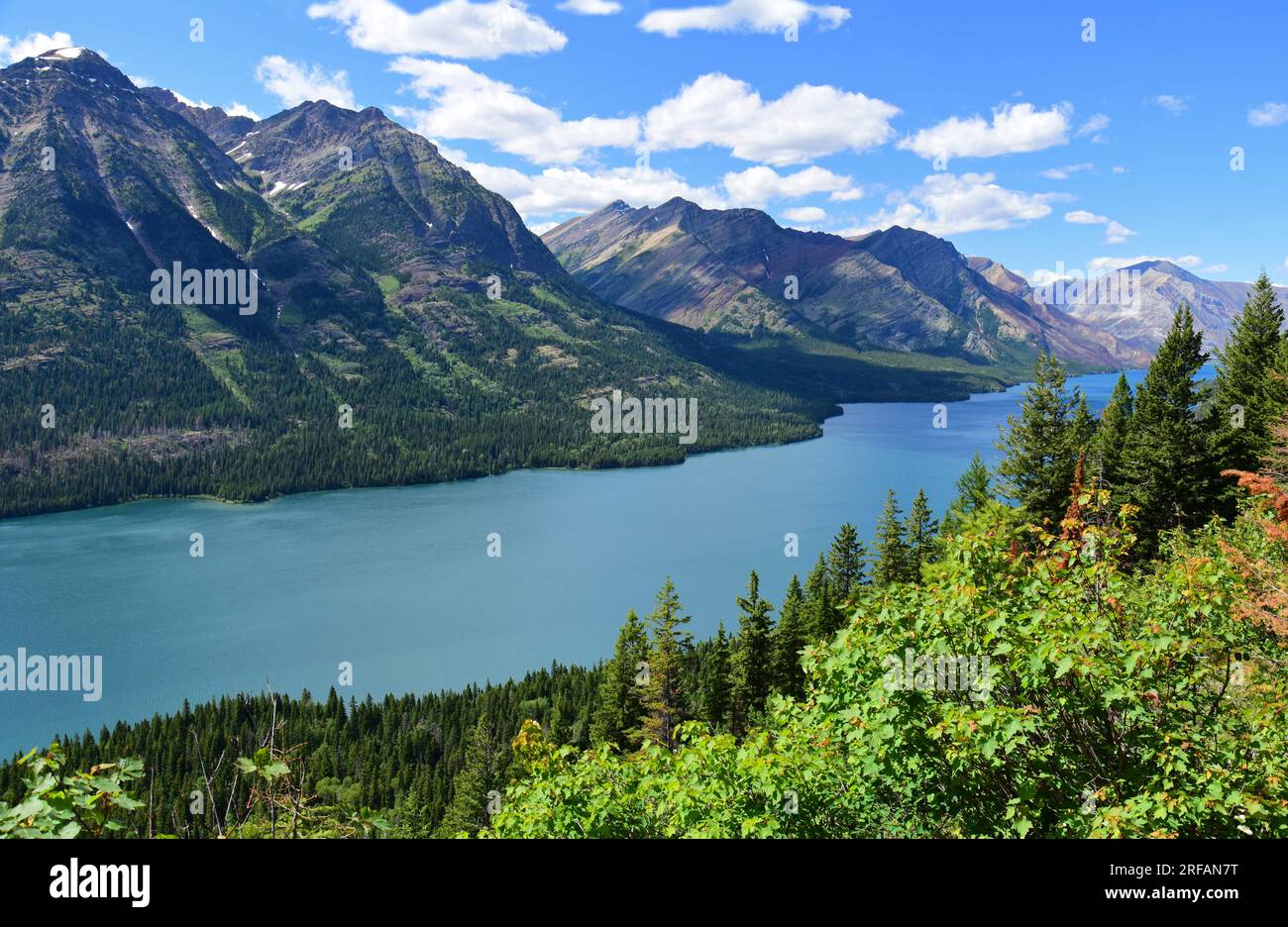 spectacular peaks, lake and forests of waterton lakes national park and ...