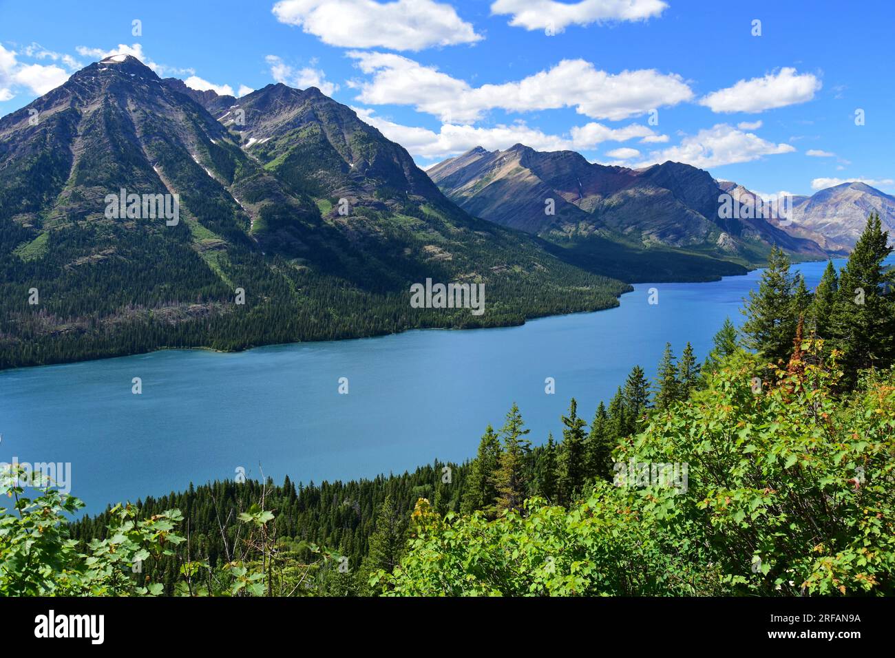 spectacular peaks, lake and forests of waterton lakes national park and ...