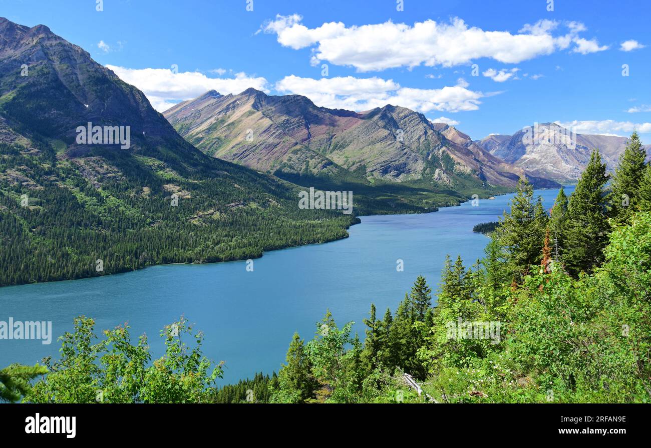 spectacular peaks, lake and forests of waterton lakes national park and ...