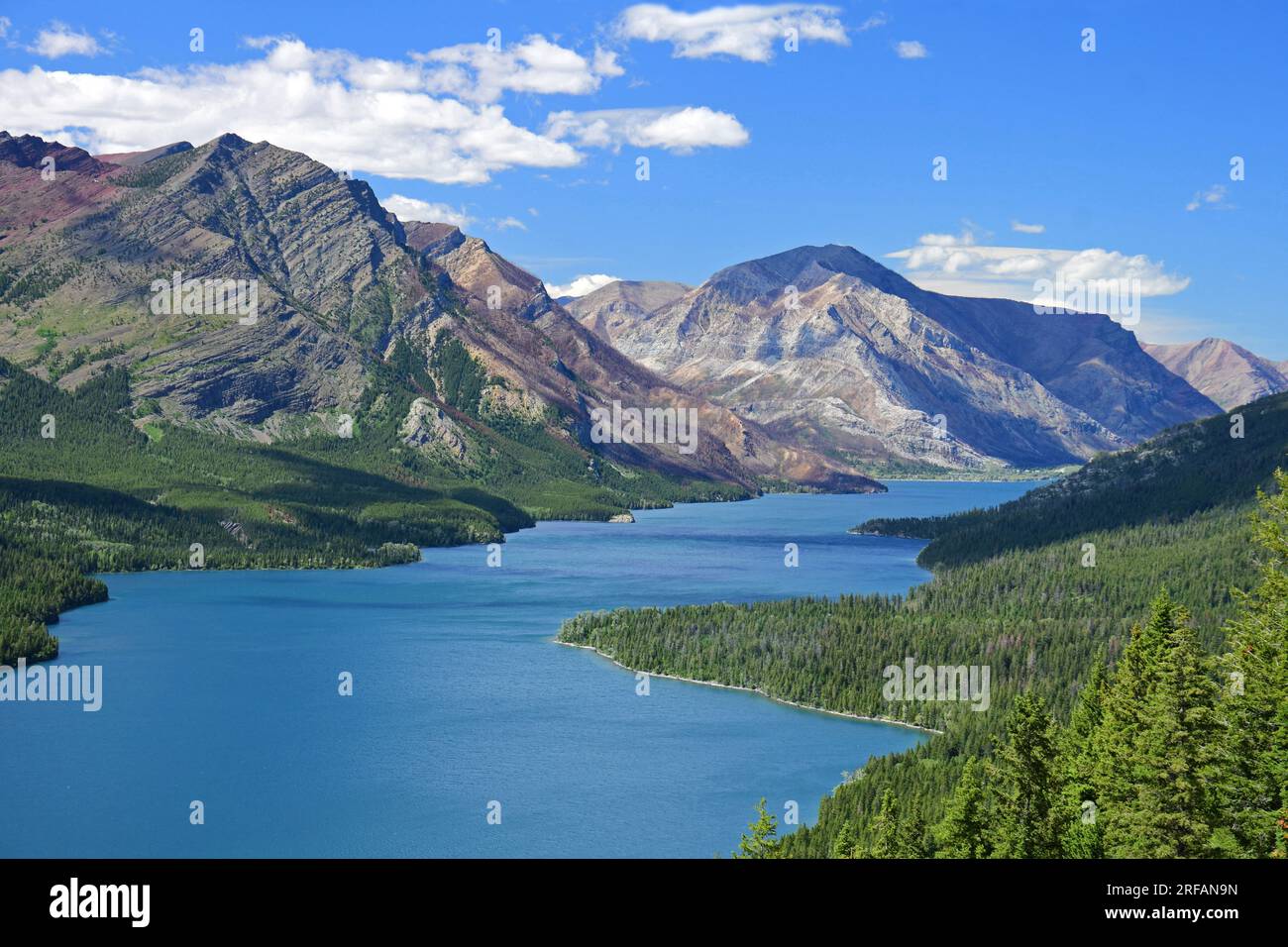 spectacular peaks, lake and forests of waterton lakes national park and ...