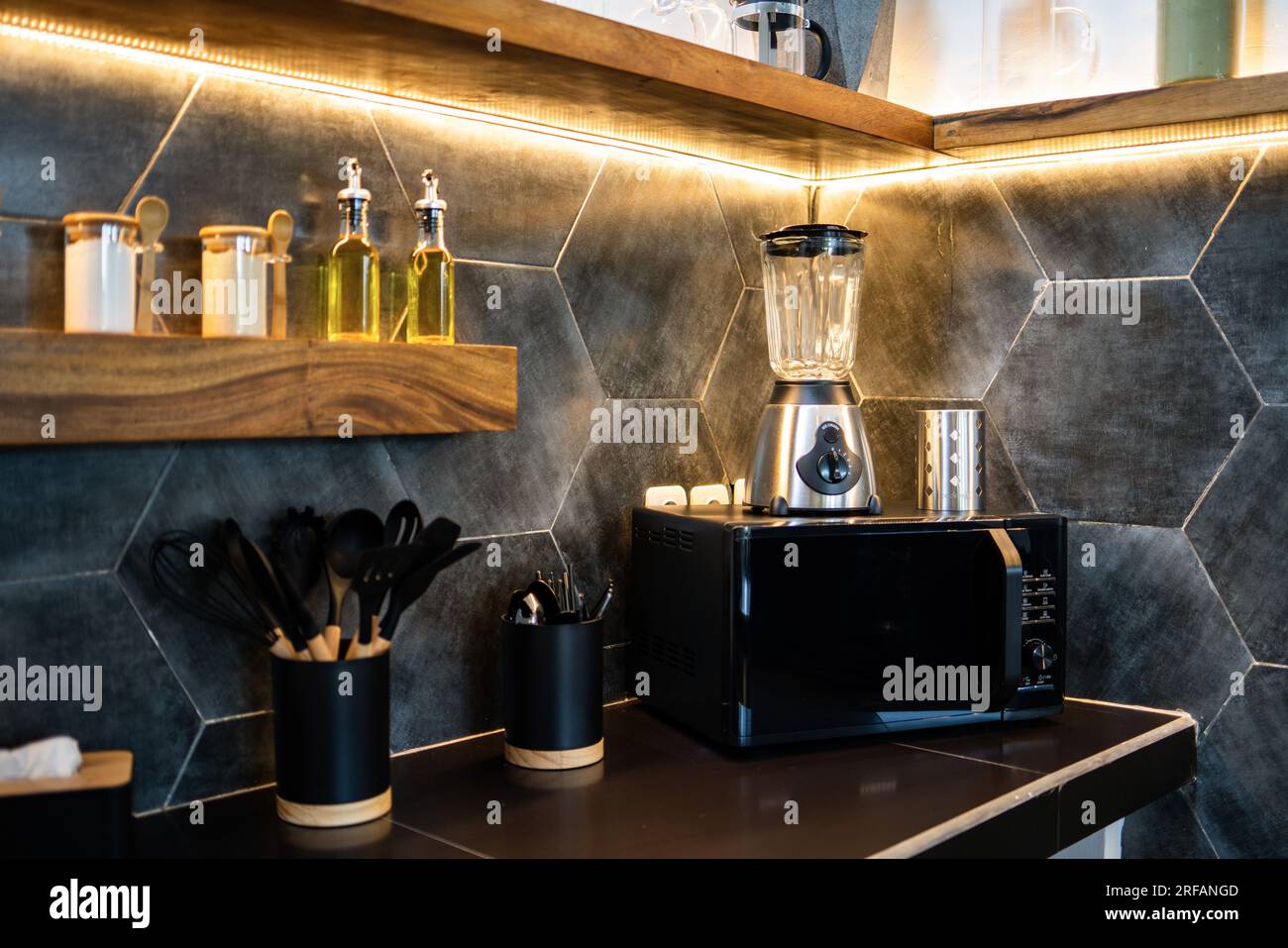 Microwave the kitchenware home appliance isolated in the kitchen ...