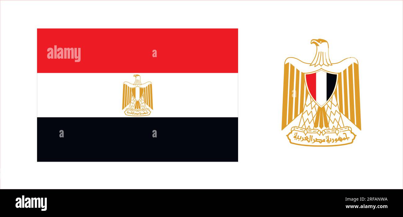 Vector image of the state flag and coat of arms of the Arab Republic of ...