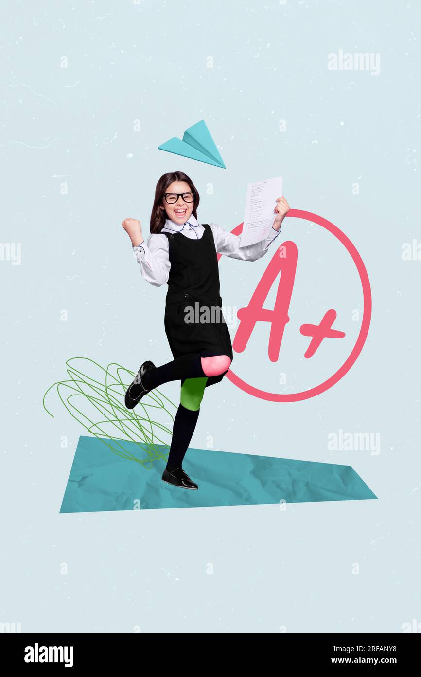 Vertical creative composite abstract photo collage of satisfied ...